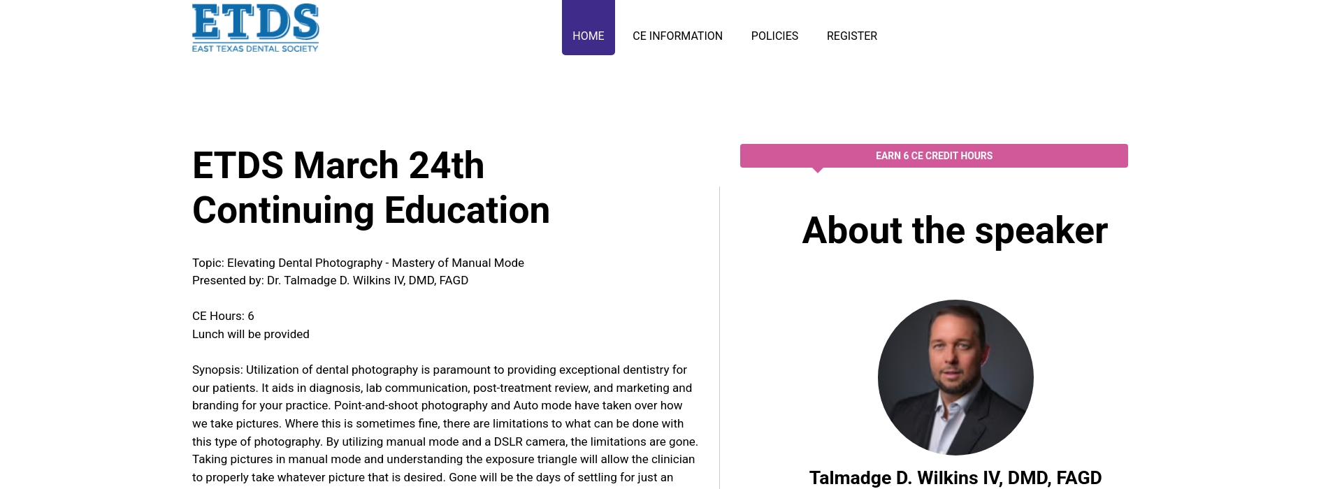 ETDS March 24th Continuing Education